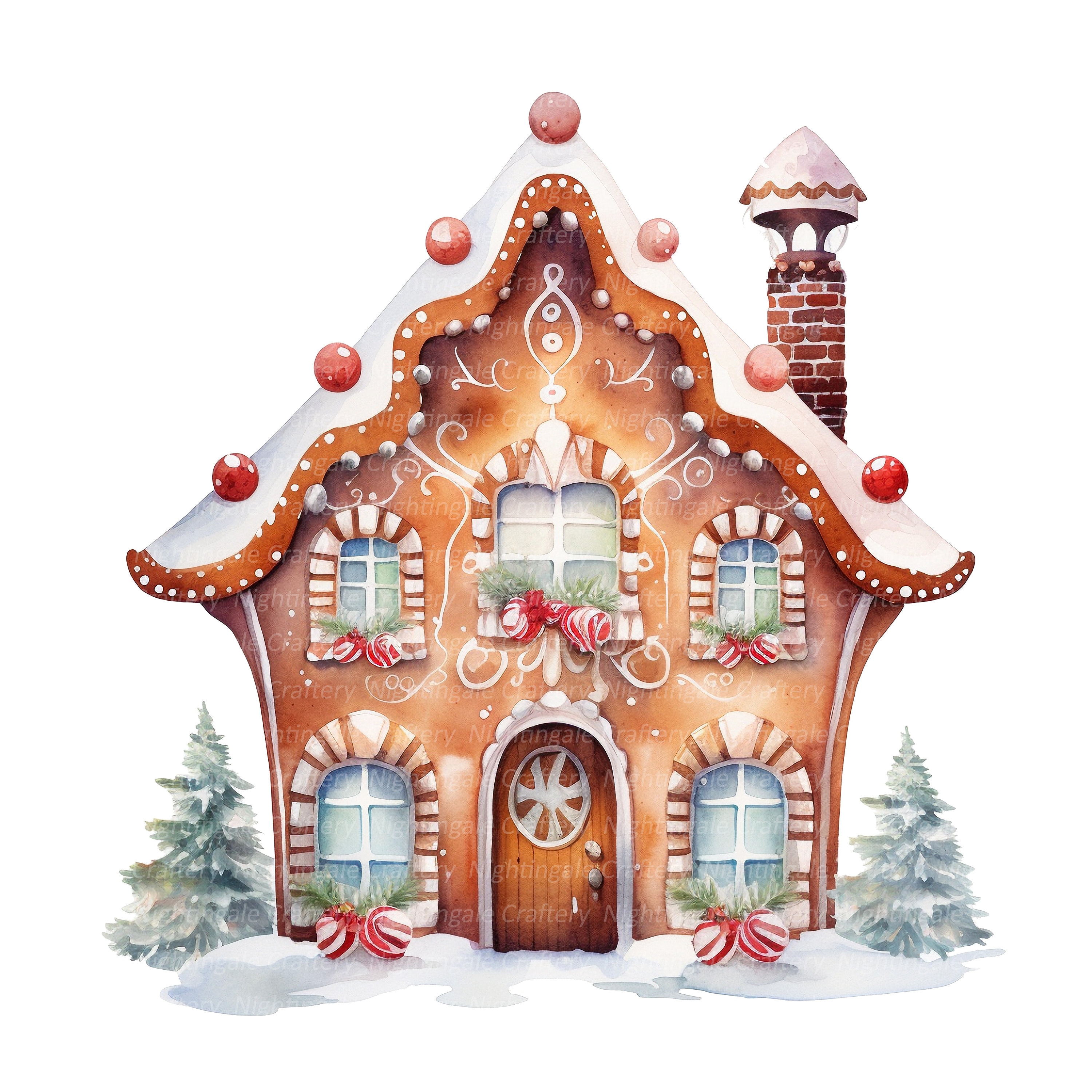 14 Gingerbread House Clipart, Christmas Clipart, Printable Watercolor ...