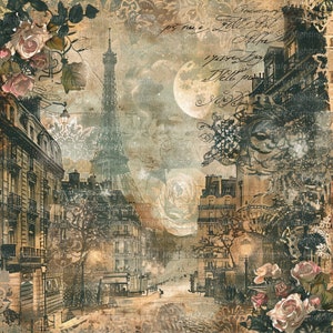 18 Vintage Paris Street Background, 12 X 12 Digital Paper Pack, Junk ...