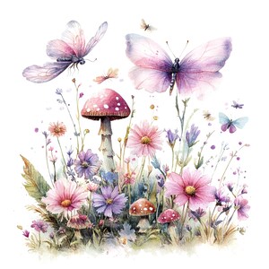 10 Magic Flowers Clipart, Enchanted Flowers, Printable Watercolor ...