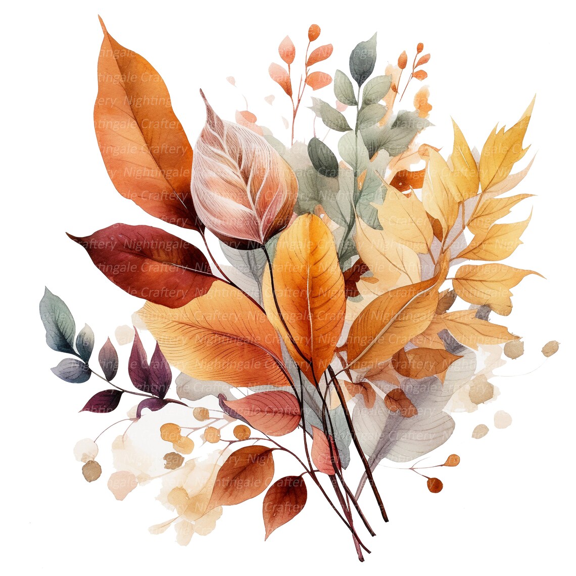 12 Autumn Leaves Bouquet Clipart Fall Leaves Printable - Etsy