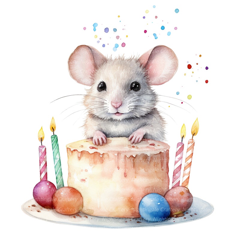 Mouse Party Clipart Printable Watercolor Clipart 10 High - Etsy UK