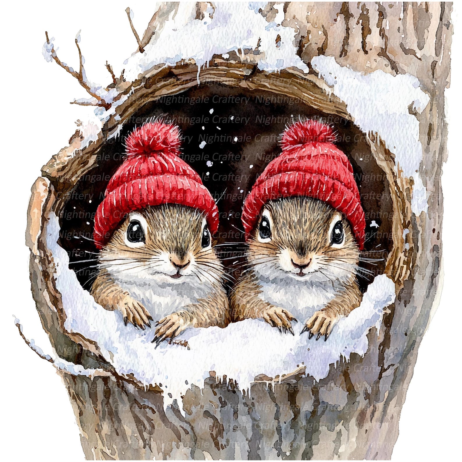 8 Winter Squirrels Clipart, Frozen Squirrel, Printable Watercolor ...