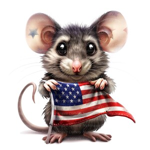 10 Mouse With USA Flag, USA Flag Clipart, Printable Watercolor Clipart ...