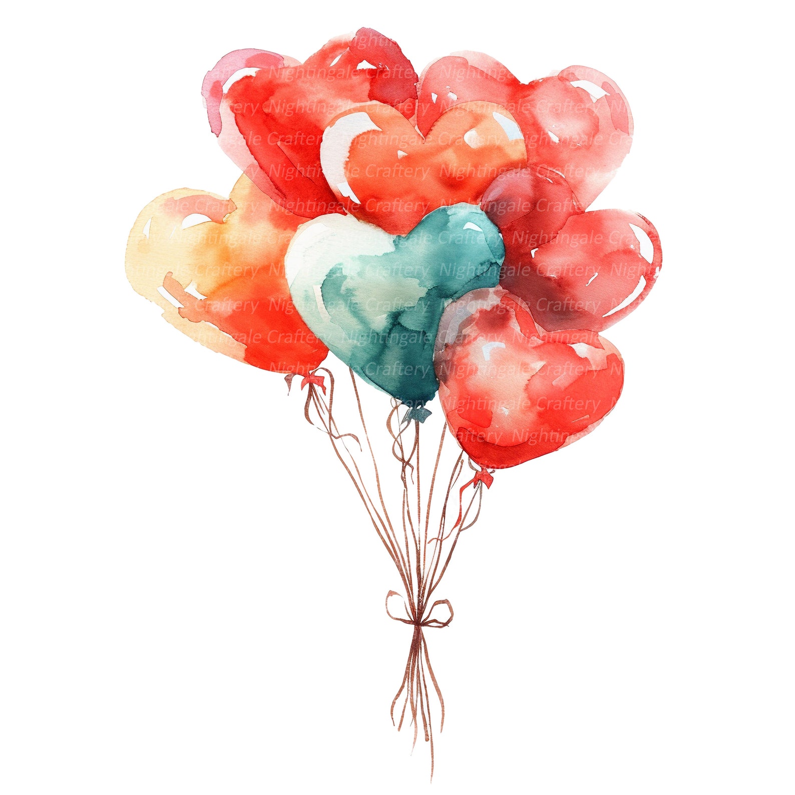 16 Valentine Day Balloons Clipart, Heart Shaped Balloons, Printable ...