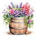 14 Floral Wooden Barrel Clipart, Floral Barrel, Printable Watercolor ...