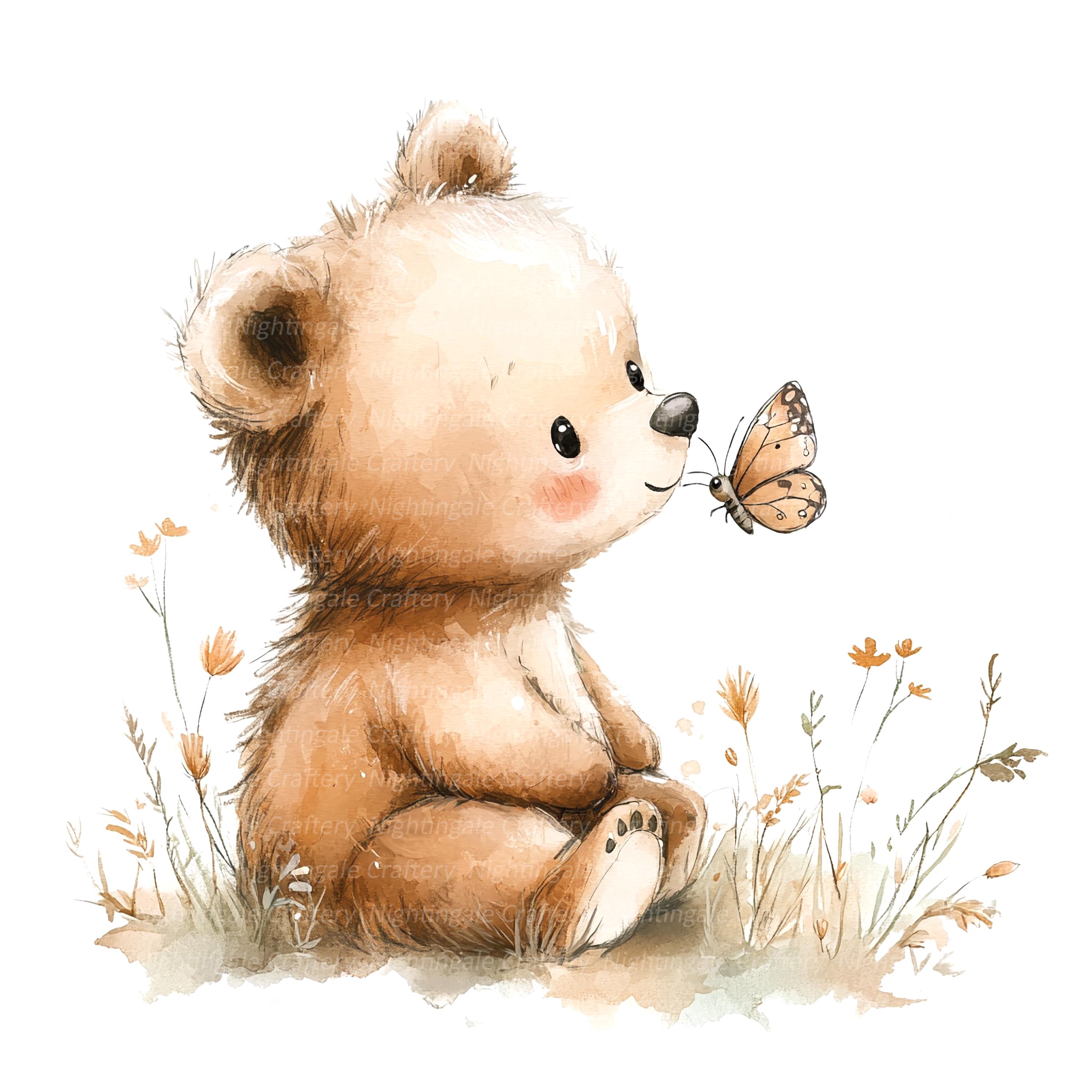 8 Nursery Teddy Bear Clipart, Nursery Teddy, Printable Watercolor ...