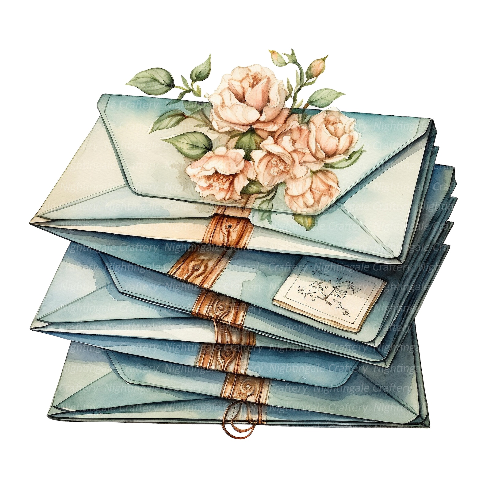 10 Stack of Envelopes Clipart, Vintage Envelope, Printable Watercolor ...