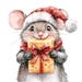 8 Mouse and Present Clipart, Birthday Card, Printable Watercolor ...