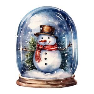 12 Snowman Christmas Snow Globe Clipart, Christmas Snowglobe, Christmas ...