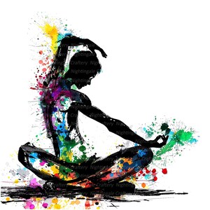 9 Yoga Fitness, Yoga Clipart, Meditation, Printable Watercolor Clipart ...