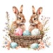 12 Easter Bunny Clipart Set 4, Easter Eggs, Printable Watercolor ...