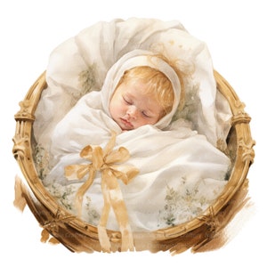 11 Baby in Cradle Clipart, Infant Clipart, Printable Watercolor Clipart ...