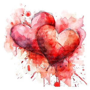 11 Valentine's Day Hearts Clipart, Watercolor Hearts, Jpg/pngs ...