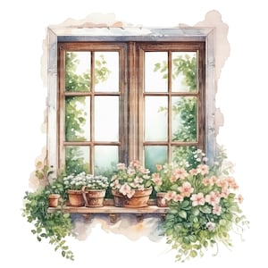 14 Floral Windows Clipart, Flower Windows, Floral Doors, Printable ...