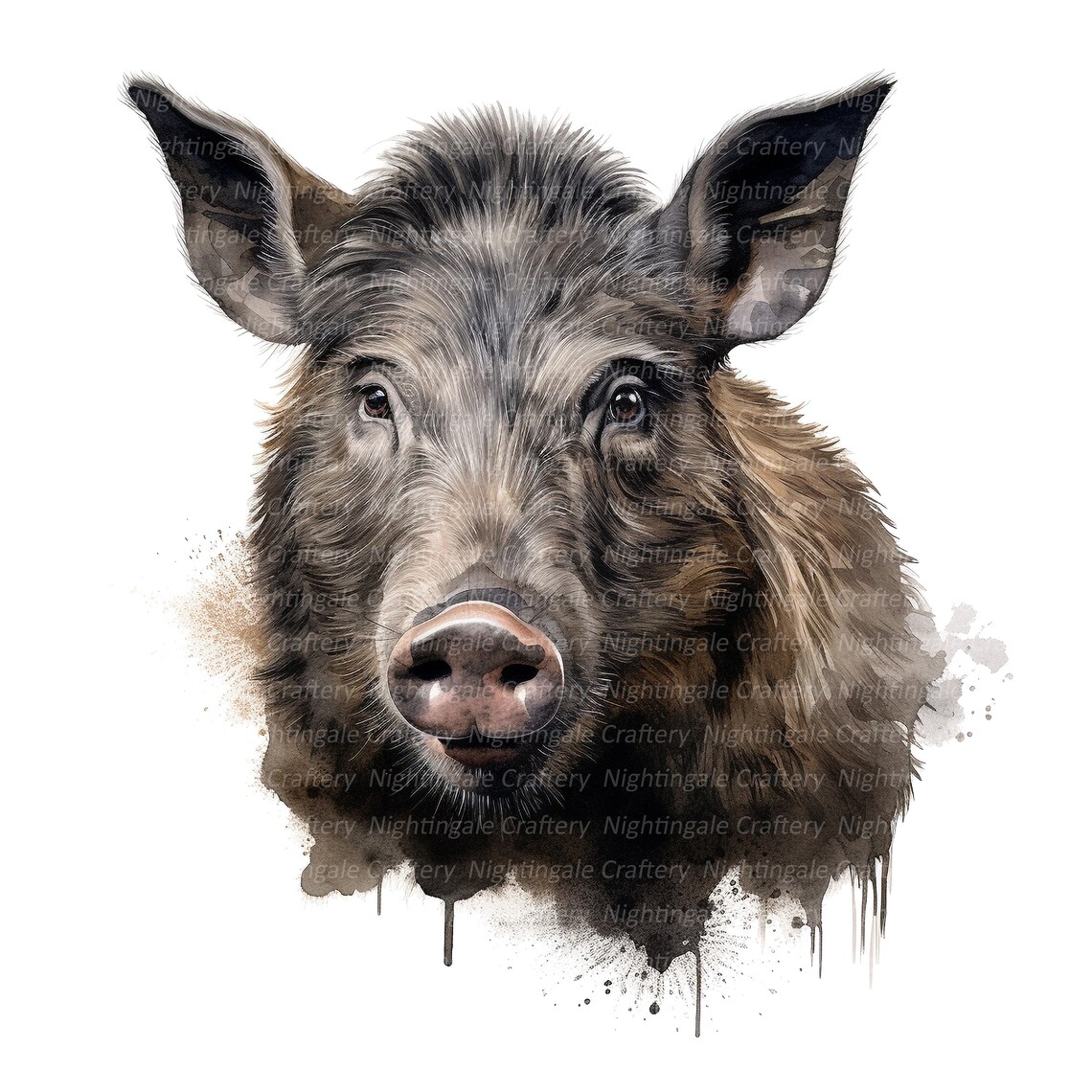 Wild Boar Close up Clipart Printable Watercolor Clipart 8 - Etsy UK
