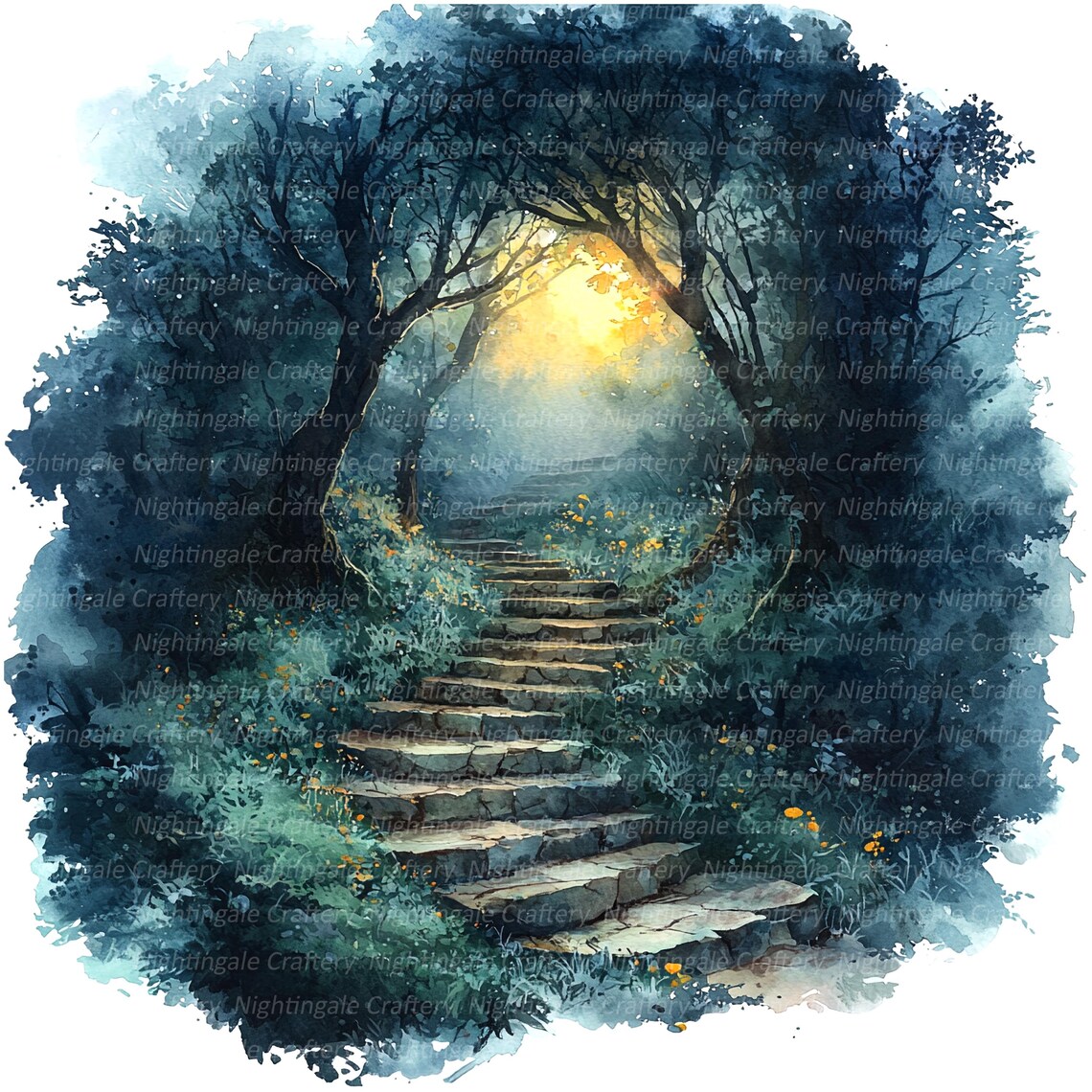 10 Enchanted Trail Clipart, Magic Forest, Printable Watercolor Clipart ...