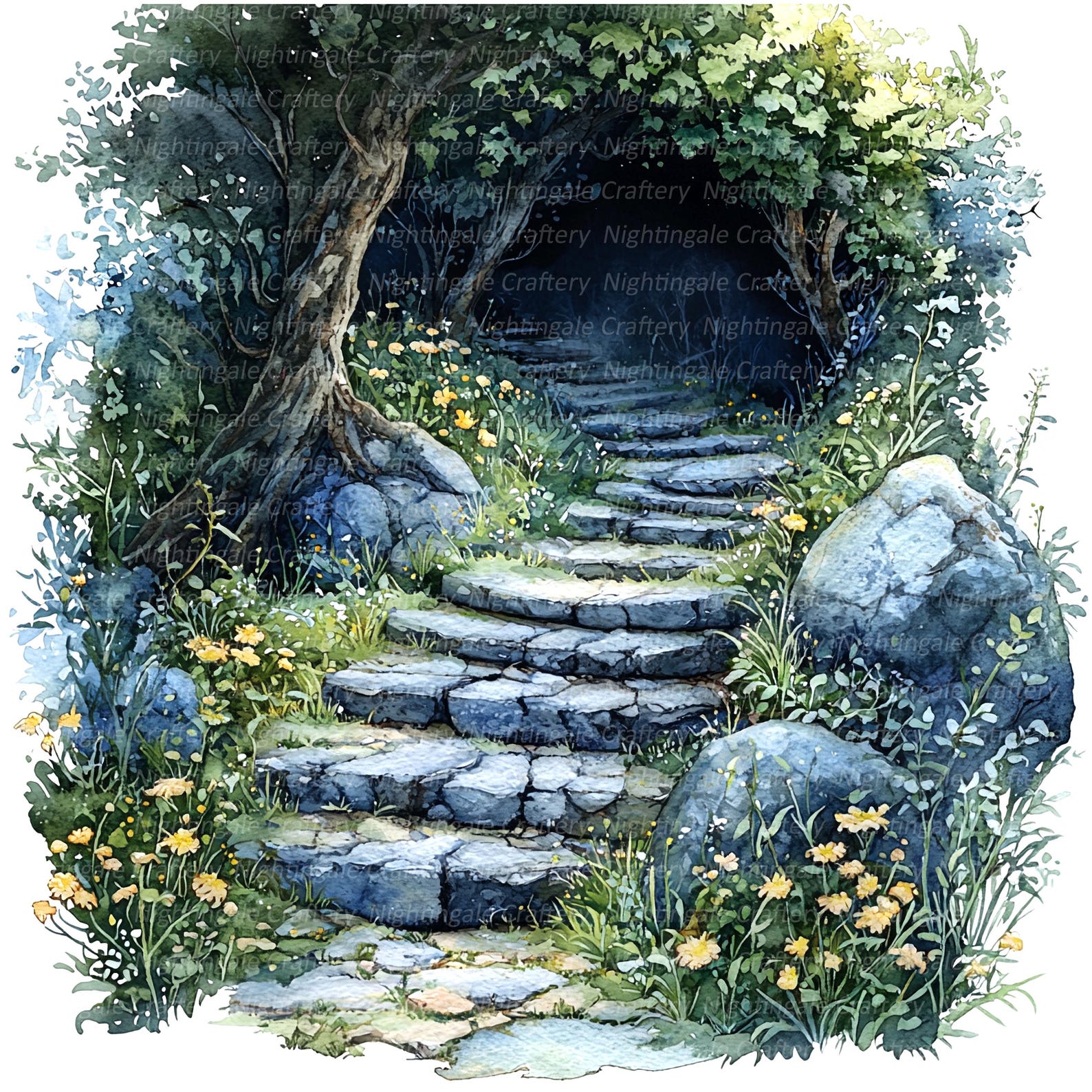 10 Enchanted Trail Clipart, Magic Forest, Printable Watercolor Clipart ...
