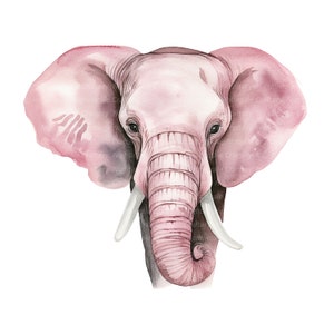 10 Pink Elephant Clipart, Watercolor Elephant, Printable Watercolor ...