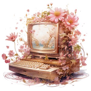 10 Pink Luxury Computer Clipart, PC Clipart, Printable Watercolor ...