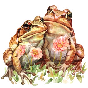 8 Frogs Friends Clipart, Frogs Hugging Clipart, Printable Watercolor ...