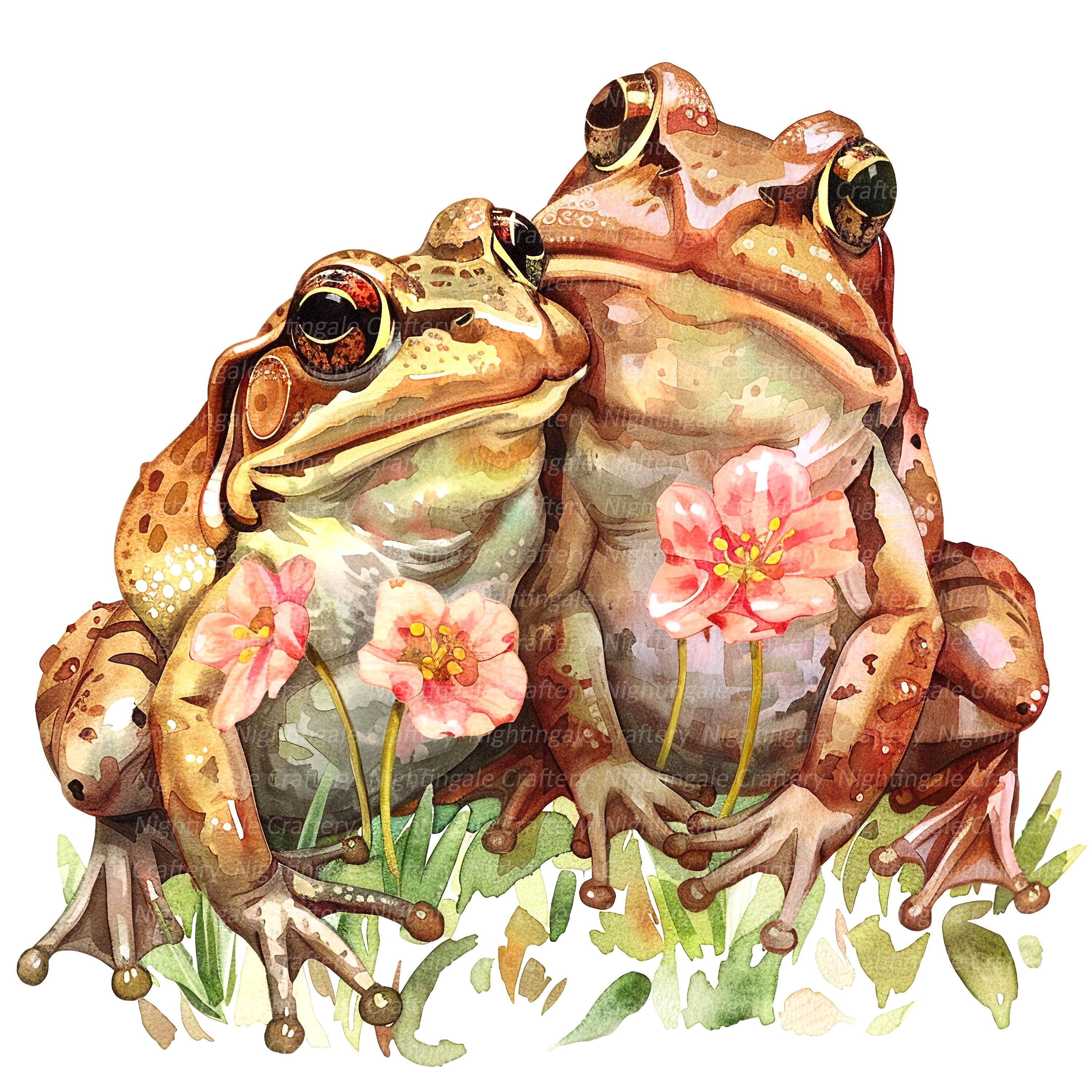 8 Frogs Friends Clipart, Frogs Hugging Clipart, Printable Watercolor ...