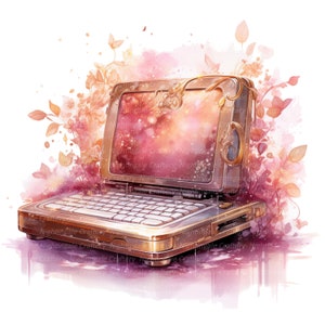 10 Pink Luxury Computer Clipart, PC Clipart, Printable Watercolor ...