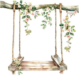12 Floral Swing Clipart Set 2, Flower Swing, Printable Watercolor ...
