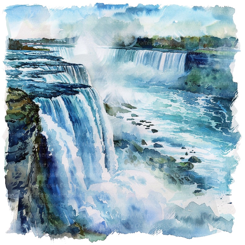 9 Niagara Landscape Clipart, Niagara Falls, Printable Watercolor ...