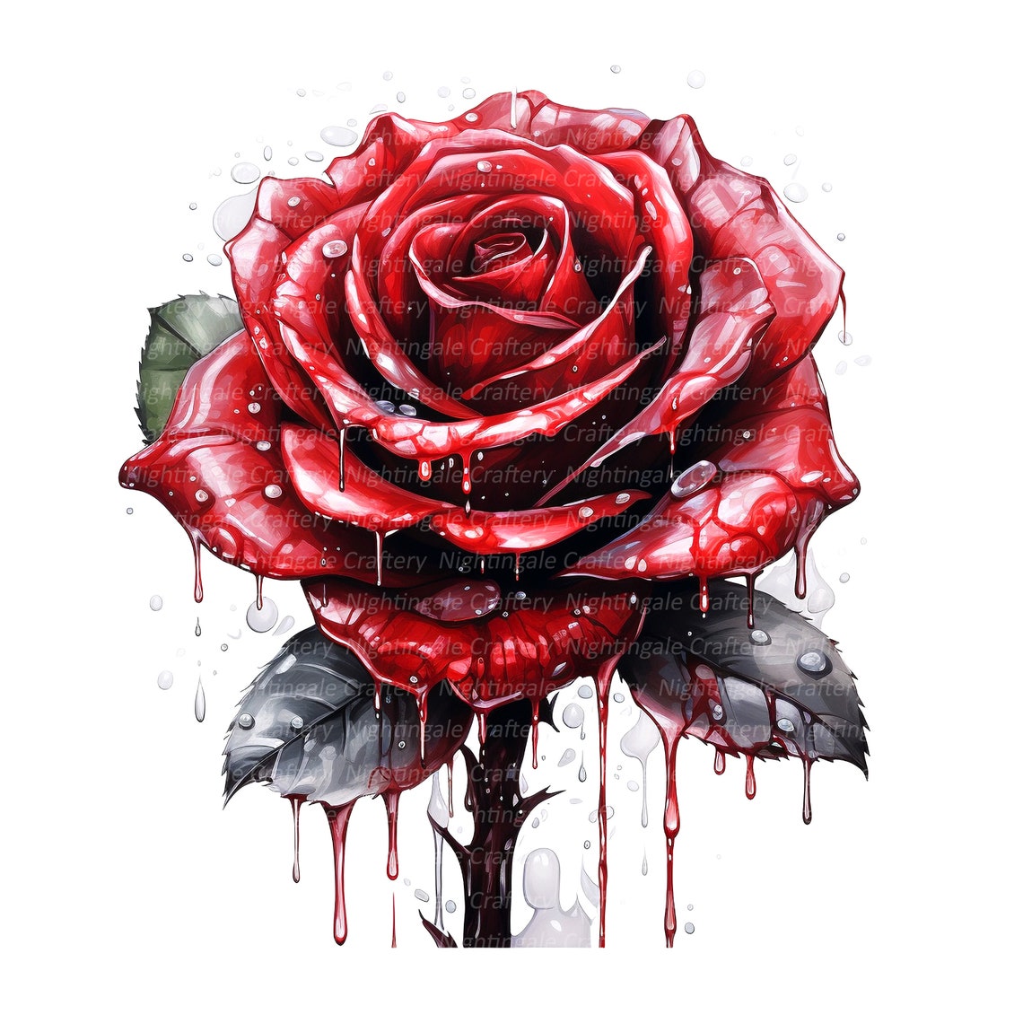 12 Graffiti Roses Clipart, Abstract Roses, Red Rose, Watercolor Clipart ...