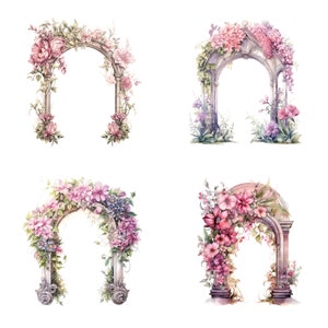 20 Floral Arch Clipart, Arch of Flowers, Printable Watercolor Clipart ...
