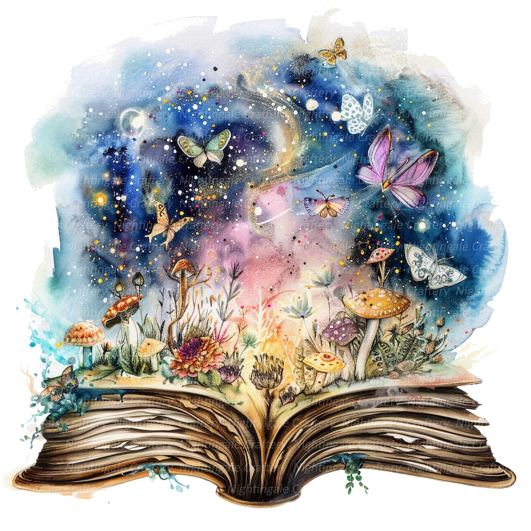 12 Magic Book Clipart, Fantasy Book Clipart, Printable Watercolor ...