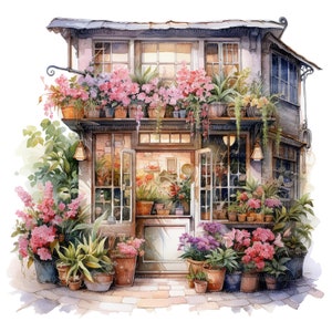 14 Floral Shop Clipart, Flower Shop, Printable Watercolor Clipart, High ...