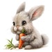 11 Bunny With Carrot Clipart, Hyperrealistic, Printable Watercolor ...