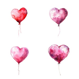 16 Valentine Day Balloons Clipart, Heart Shaped Balloons, Printable ...