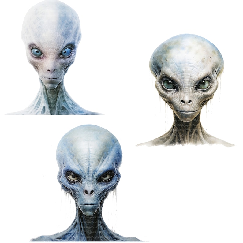 14 Alien Clipart, Aliens Clipart, UFO, Printable Watercolor Clipart ...
