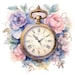 12 Floral Clock Clipart, Vintage Clock, Printable Watercolor Clipart ...