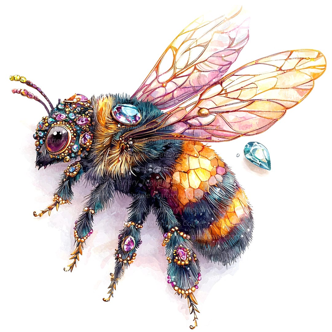 10 Jeweled Bee Clipart, Printable Bee, Printable Watercolor Clipart ...