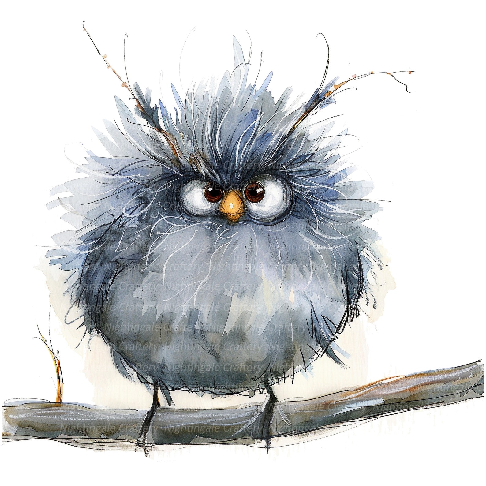 14 Whimsical Birds Clipart, Quirky Birds, Digital Clipart, Watercolor ...