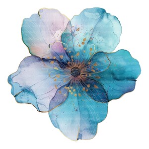 10 Abstract Blue Pink Flowers Clipart, Printable Watercolor Clipart ...