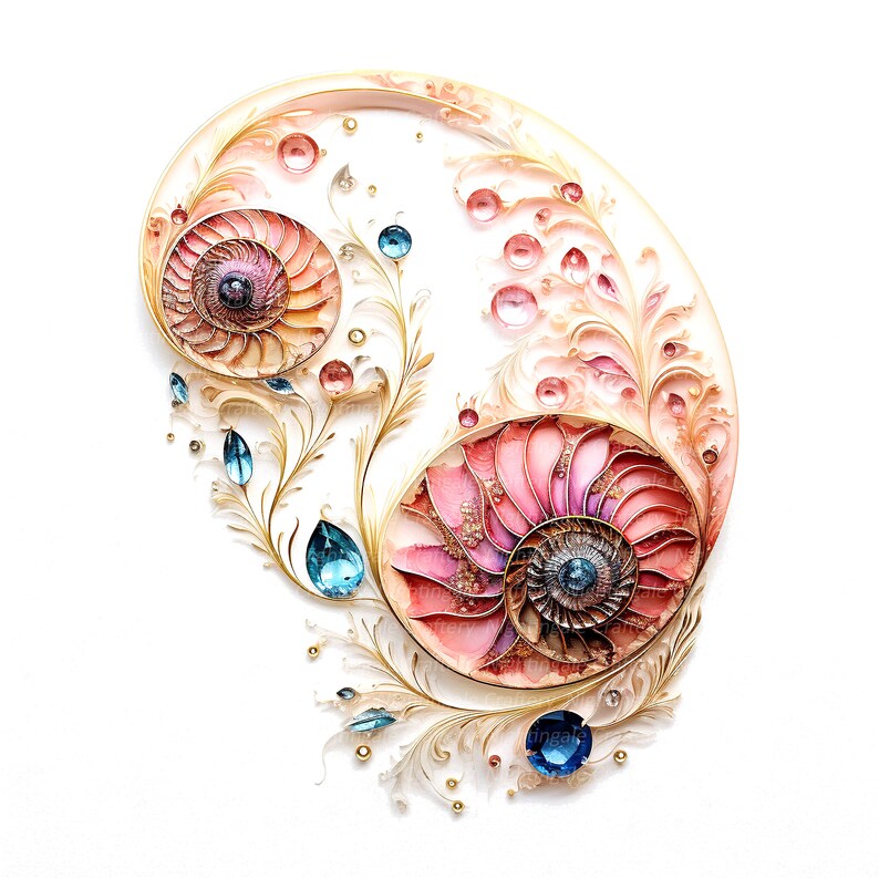 14 Abstract Paua Shells Clipart, Spiral Shells, Printable Watercolor ...