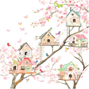 11 Spring Birdhouses Clipart, Birds Clipart, Printable Watercolor ...