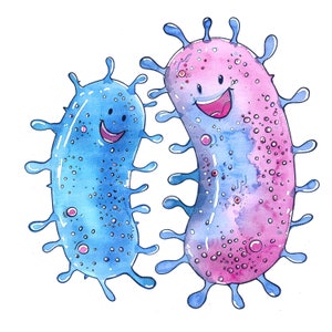 12 Cartoon Bacteria Clipart, Virus Clipart, Printable Watercolor ...