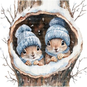 8 Winter Squirrels Clipart, Frozen Squirrel, Printable Watercolor ...