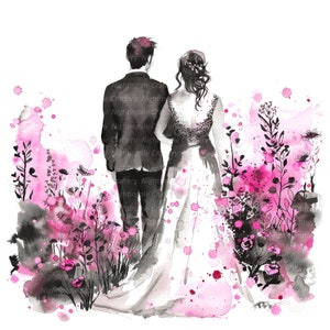 12 Abstract Wedding Couple Clipart, Printable Watercolor Clipart, High ...