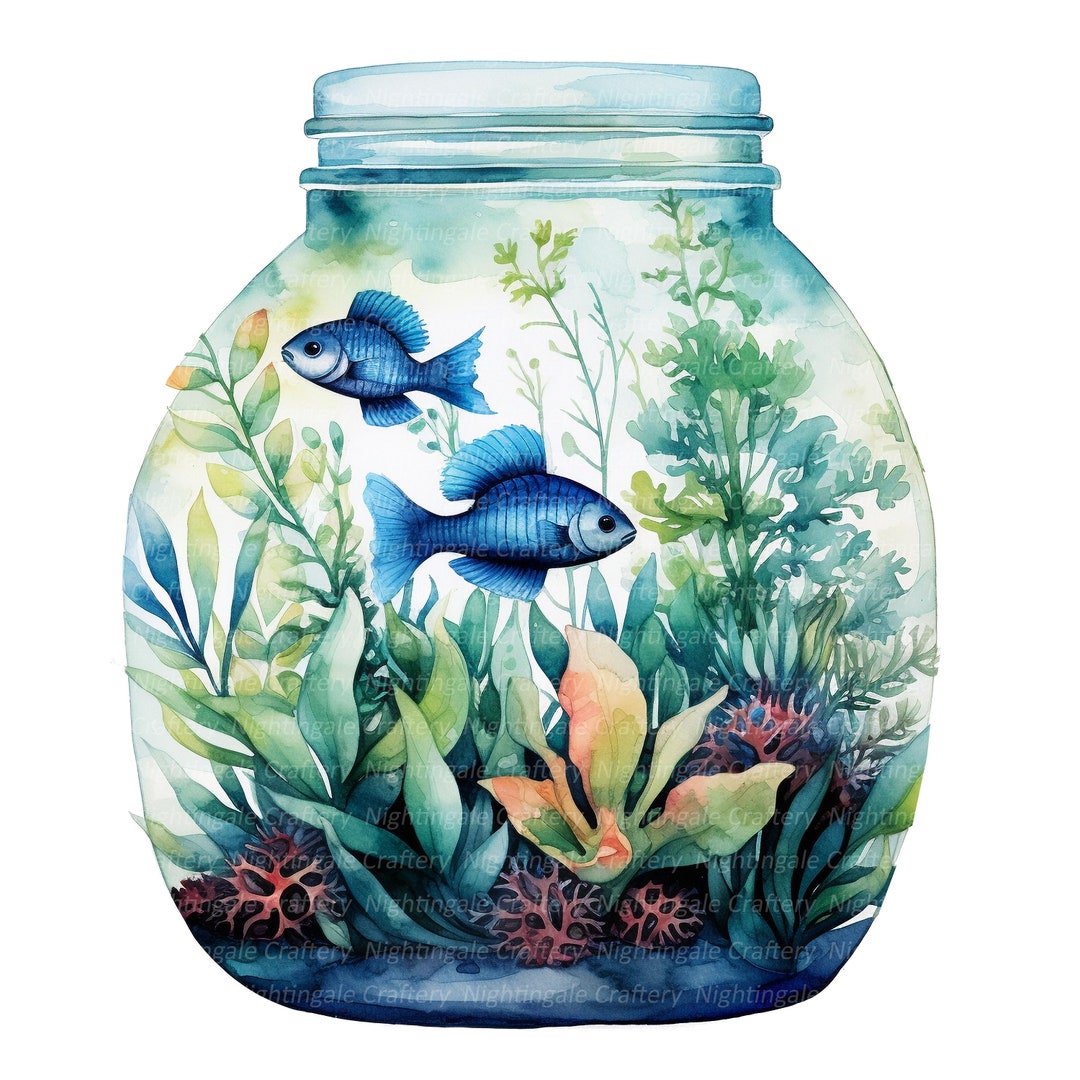 10 Aquarium in Jar Clipart Tropical Fish Printable - Etsy