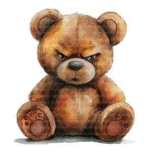 11 Grumpy Teddy Bear Clipart, Teddy Bear Print, Printable Watercolor ...