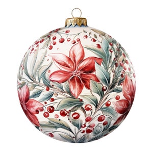 12 Red Vintage Bauble Clipart, Printable Watercolor Clipart, High ...