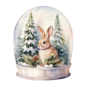 11 Bunny Christmas Snow Globe Clipart, Christmas Snowglobe, Christmas ...