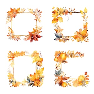 20 Autumn Leaves Frames Clipart, Frame Borders Clipart, Printable ...