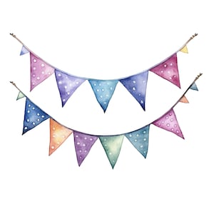 13 Party Bunting Clipart, Coloured Garland Clipart, Printable ...